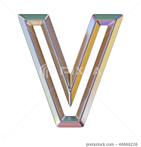 Chrome font with colorful reflections Letter V 3D - Stock Illustration ...