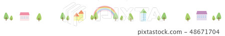 Line material - cute landscape 5 - Stock Illustration [48671704] - PIXTA
