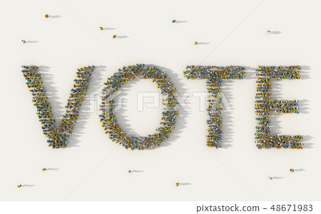 Large group of people forming Vote lettering text - Stock Illustration ...