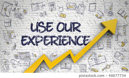 Use Our Experience Drawn on White Wall. 3d. - Stock Illustration ...
