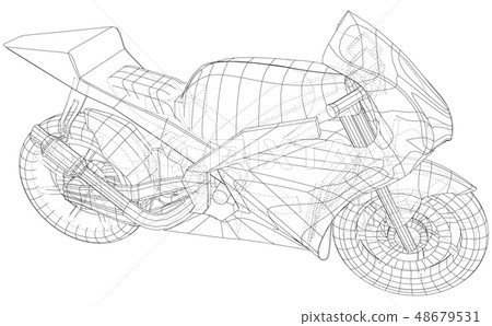 Sport motorcycle technical wire-frame. EPS10... - Stock Illustration ...