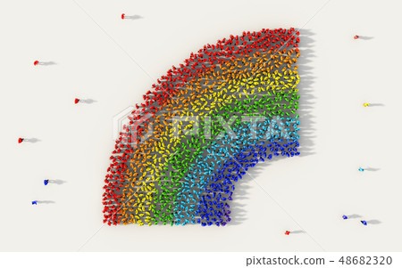 Large group of people forming rainbow symbol in - Stock Illustration ...