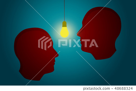 Thinking Concept, human head with light bulbs - Stock Illustration ...