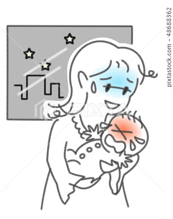 Baby crying at night - Stock Illustration [48688362] - PIXTA