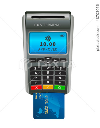 Realistic NFC POS terminal for payment - Stock Illustration [48703036 ...