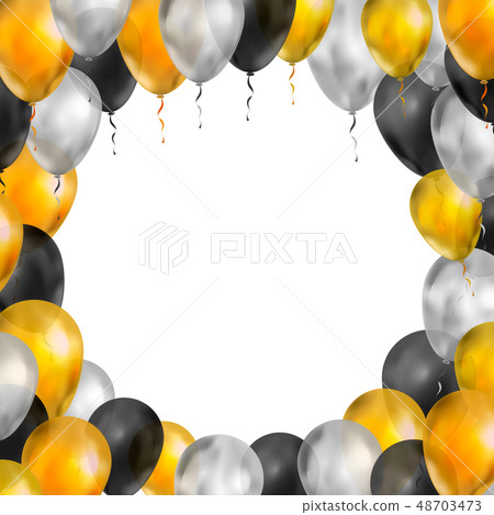 Luxury balloons in round frame shape on white - Stock Illustration ...