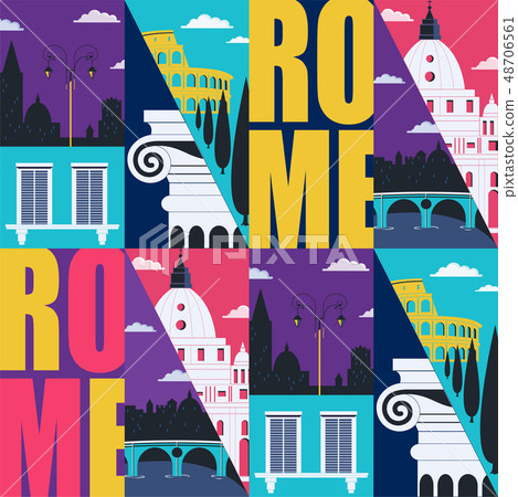 Rome, Italy vector seamless pattern - Stock Illustration [48706561] - PIXTA