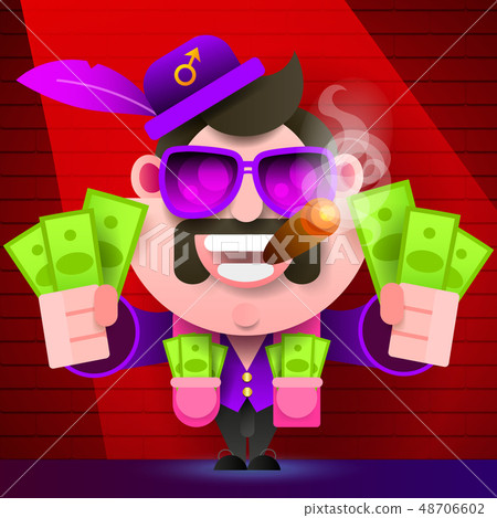 Pimp and money. Pocket full of cash. Bright - Stock Illustration ...