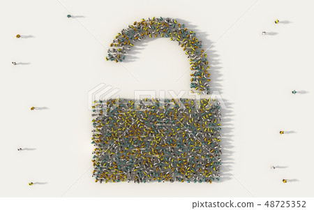 Large group of people forming a safety unlock - Stock Illustration ...