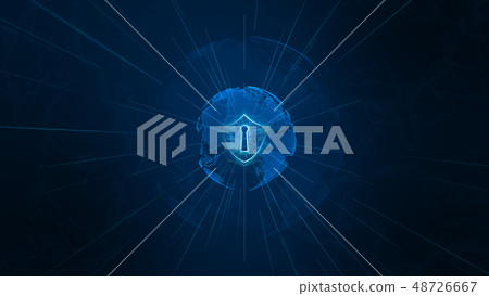 Shield Icon on Secure Global Network , Cyber-插圖素材 [48726667] - PIXTA圖庫