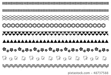 Japanese style decorative line black and white - Stock Illustration ...