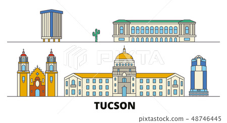 United States, Tucson flat landmarks vector... - Stock Illustration ...