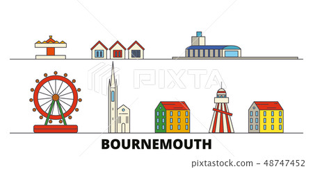 United Kingdom, Bournemouth flat landmarks... - Stock Illustration ...