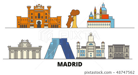 Spain, Madrid flat landmarks vector... - Stock Illustration [48747562 ...
