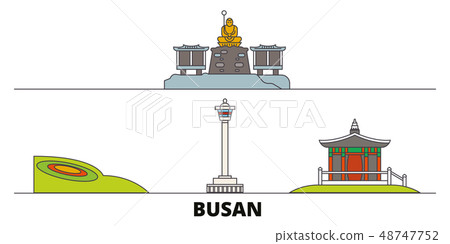 South Korea, Busan flat landmarks vector... - Stock Illustration ...