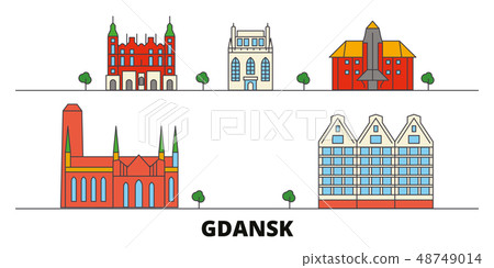 Poland, Gdansk flat landmarks vector... - Stock Illustration [48749014 ...