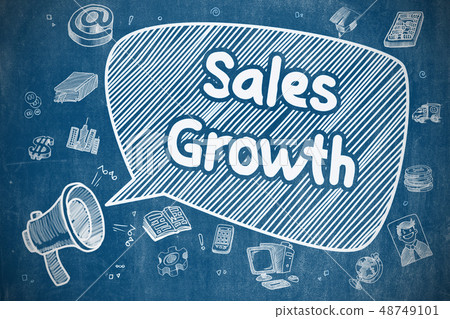Sales Growth - Hand Drawn Illustration on Blue... - Stock Illustration ...