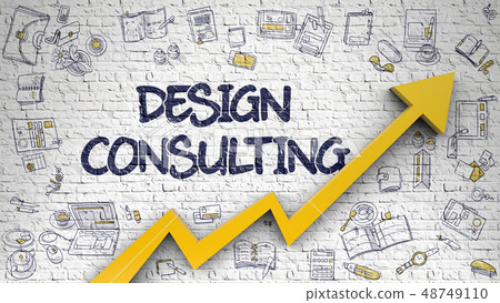 Design Consulting Drawn on White Brickwall. 3d. - Stock Illustration ...