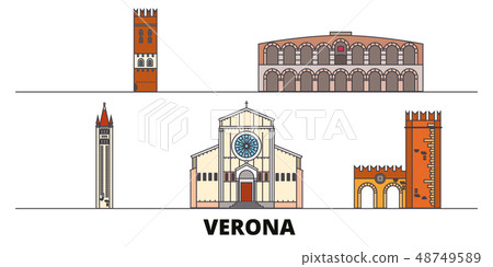 Italy, Verona flat landmarks vector... - Stock Illustration [48749589 ...