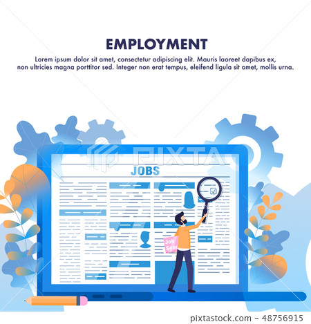 Job Search Man Zoom Employment Newspaper Article - Stock Illustration ...