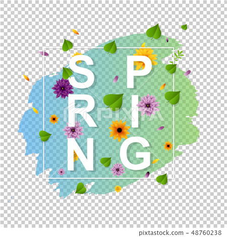 Spring Text With Leaf Transparent Background - Stock Illustration ...