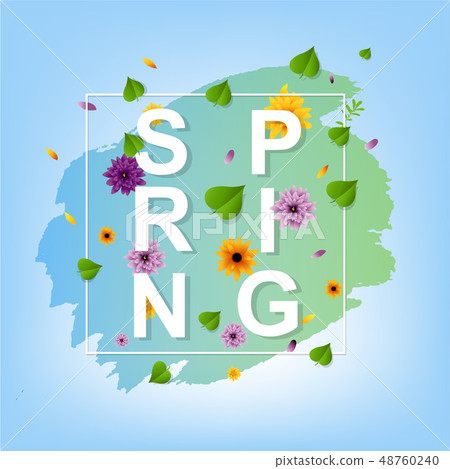 Spring Text With Leaf - Stock Illustration [48760240] - PIXTA