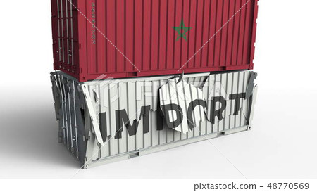 Container with IMPORT text being crashed with... - Stock Illustration ...