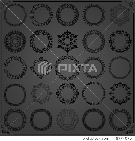 Vintage Set of Vector Round Elements - Stock Illustration [48774070 ...