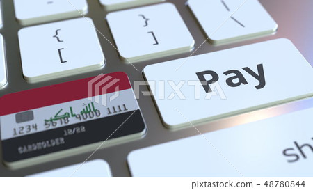 Bank card featuring flag of Iraq as a key on a... - Stock Illustration ...