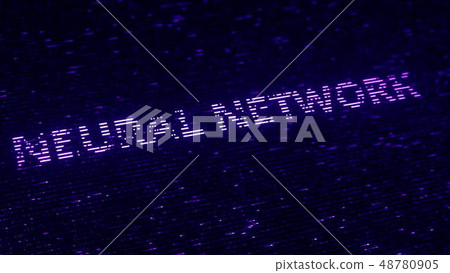 Purple NEURAL NETWORK text made with flying... - Stock Illustration ...