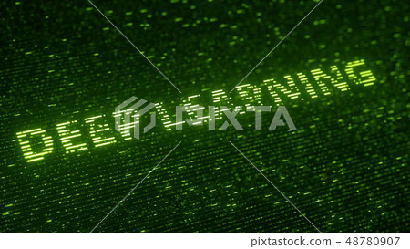 Green DEEP LEARNING words made with flying... - Stock Illustration ...