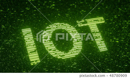 Green IOT or INTERNET OF THINGS text made with... - Stock Illustration ...