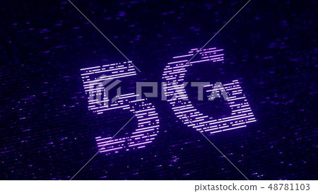 Purple 5G text made with flying luminescent...-插圖素材 [48781103] - PIXTA圖庫