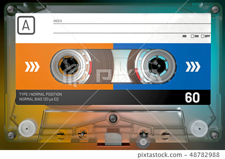 Side view of a audio cassette with label - Stock Illustration [48782988 ...