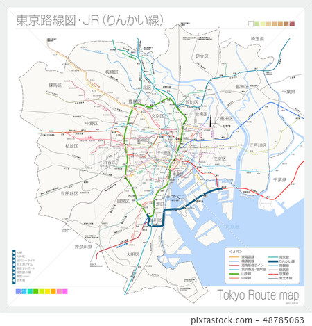 Tokyo route map, JR (Rinkai Line) - Stock Illustration [48785063] - PIXTA