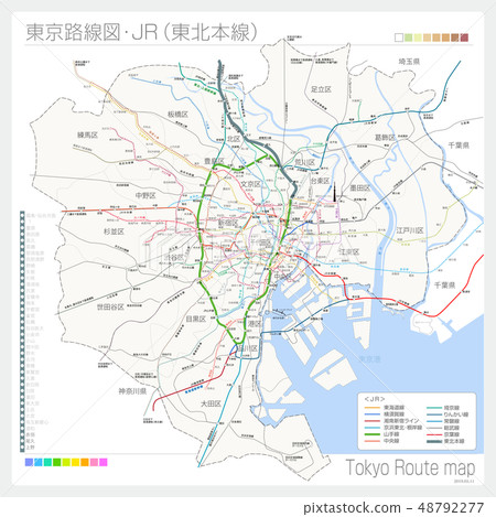 Tokyo route map, JR (Tohoku Main Line) - Stock Illustration [48792277 ...