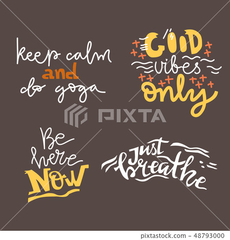 Yoga vector lettering. Collection of motivation... - Stock Illustration ...