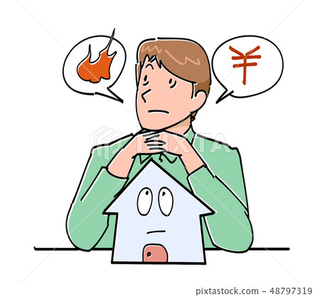 I worry about fire insurance - Stock Illustration [48797319] - PIXTA