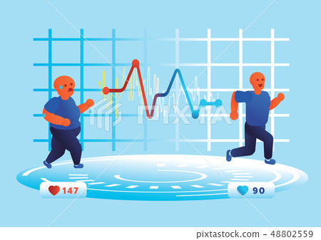 run for healthy with heart rate gauge graph - Stock Illustration ...