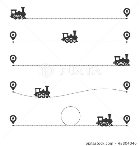 Train Dotted Route Line Set on White... - Stock Illustration [48804046 ...