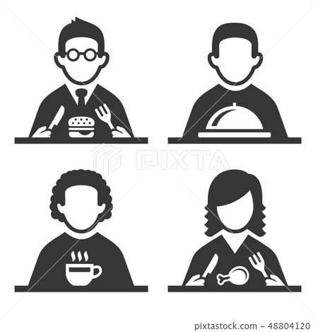 People Eating Tasting Food Pictogram Icon Set....-插圖素材 [48804120] - PIXTA圖庫