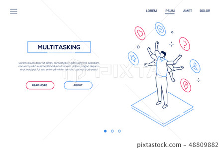 Multitasking concept - line design style... - Stock Illustration ...