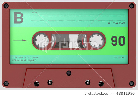 red audio cassette with sticker and label - Stock Illustration ...