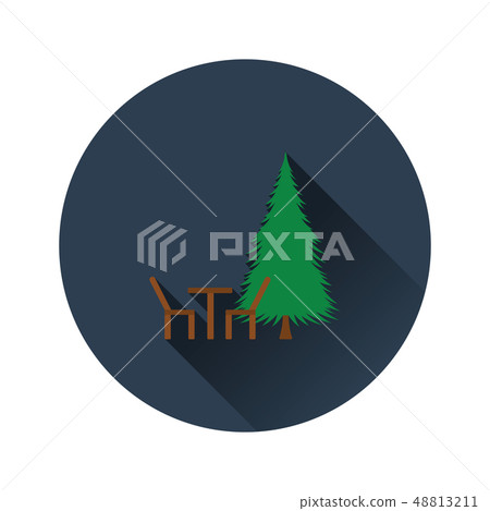 Icon of park seat and pine tre - Stock Illustration [48813211] - PIXTA