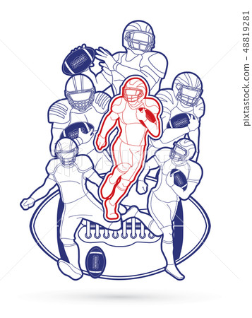 American Football player action sport vector - Stock Illustration ...