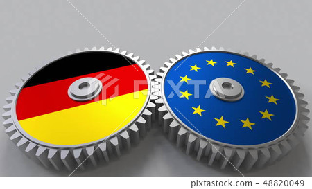 Flags of Germany and the European Union on... - Stock Illustration ...