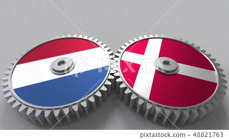 Flags of the Netherlands and Denmark on meshing... - Stock Illustration ...