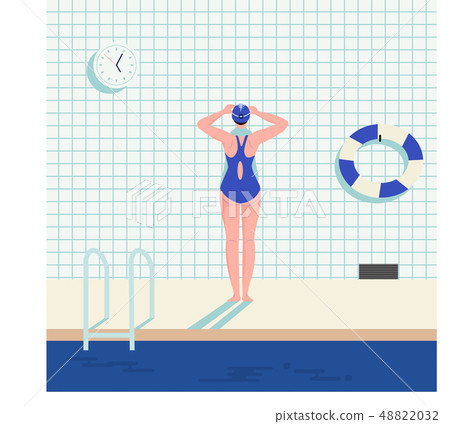 girl in indoor swimming pool,illustration - Stock Illustration ...