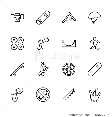 Simple icon set skateboarding and youth sport.... - Stock Illustration ...