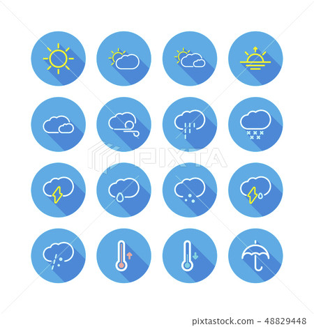 Light weather flat icon set long shadow - Stock Illustration [48829448 ...